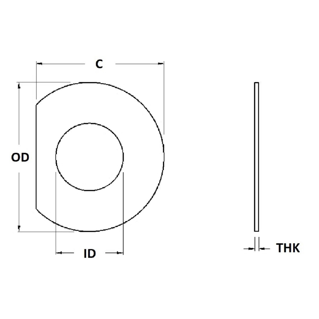 Clipped OD Washer - 0.313, 2.000, 0.105, Low Carbon Steel - Soft ...